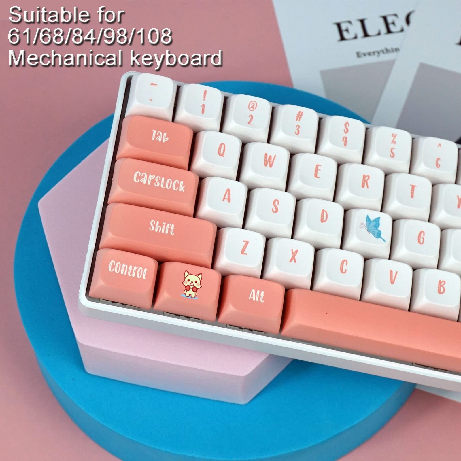 Keycaps 130 Keys Custom Keycap PBT Dye Sublimation Keycaps XDA Profile Keycaps DIY Mechanical Keyboard Keycap Sets with Key Puller for 61/68/84/98/108 MX Switch US Layout Mechanical Gaming Keyboard