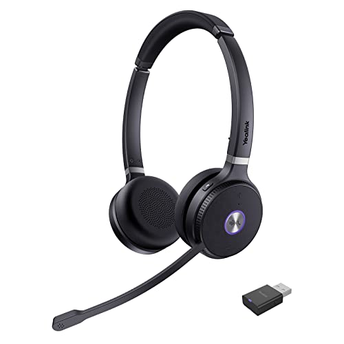 Yealink WH62 Portable Wireless Headset with Dongle Computer Headset with Microphone (for Teams Optimized, WH62 with Dongle)