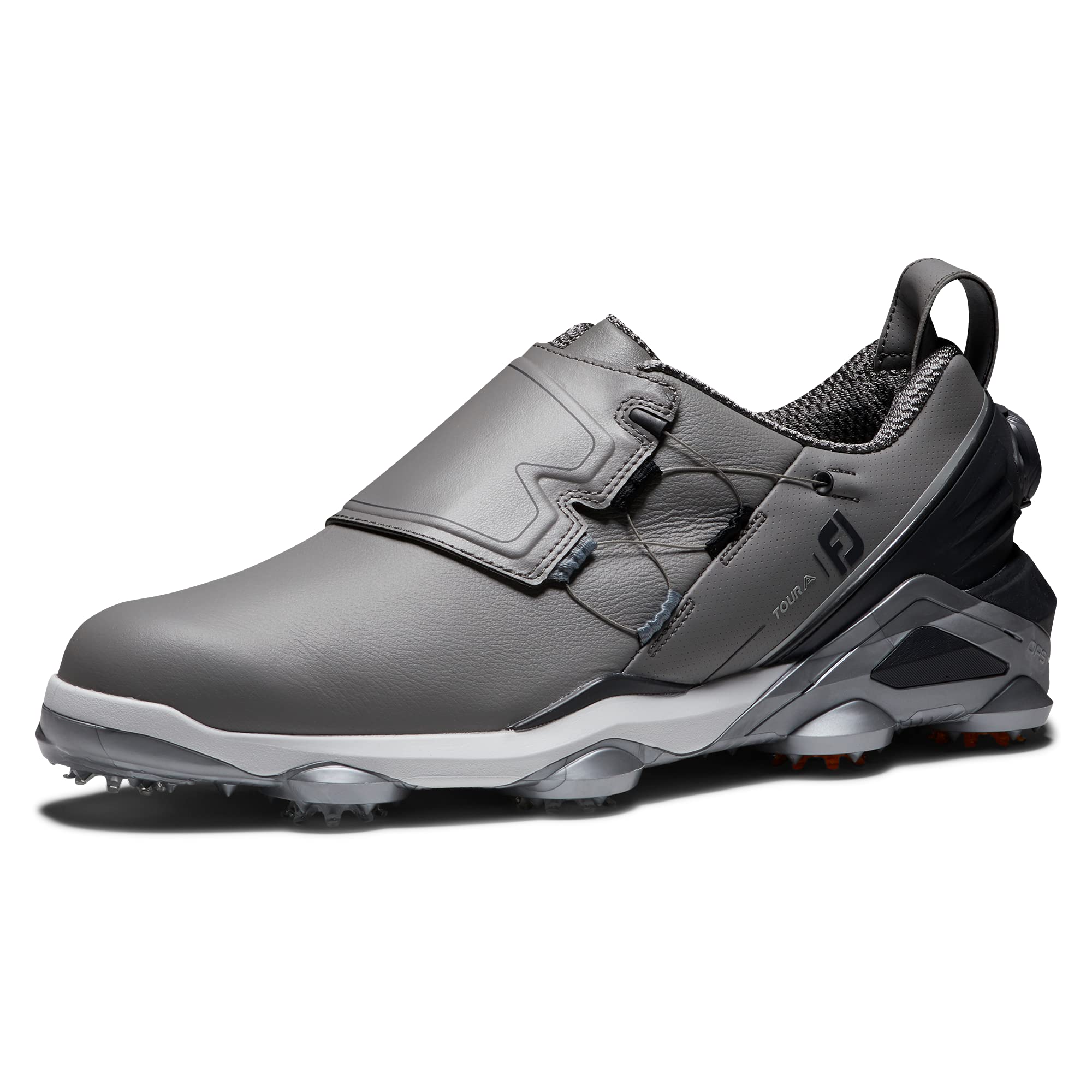 FootJoy Men's Tour Alpha Boa Golf Shoe, Grey/Charcoal/Orange, 13 Wide