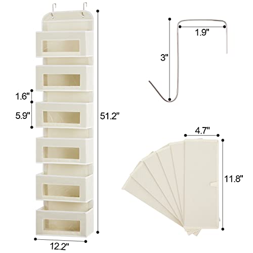YOUDENOVA Over Door Organizer, 6-Shelf Nursery Hanging Organizers for Baby Essential, Closet Door Organizer for Dorm, Beige