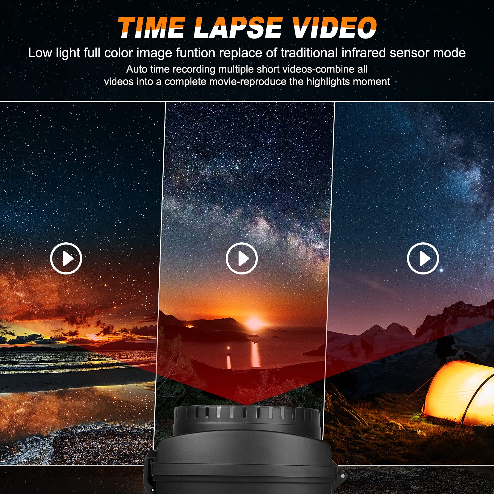 GOWWPUN Time Lapse Camera Construction - Outdoor Security Timelapse Camera Perfect for Construction Outdoor,Working at Home,School,Tourism Record,2.4''LCD,120° Angle View,IP66 Waterproof