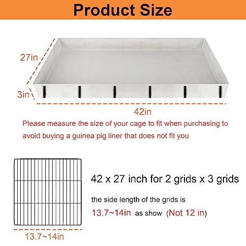 Lonepetu Waterproof Guinea Pig Cage Tarp Bottom for C & C Grids Habitat, 42"*27" Washable Guinea Pig Cage Liner Base for Rabbits Hamsters Hedgehogs Ferrets Small Pets (No Cage)