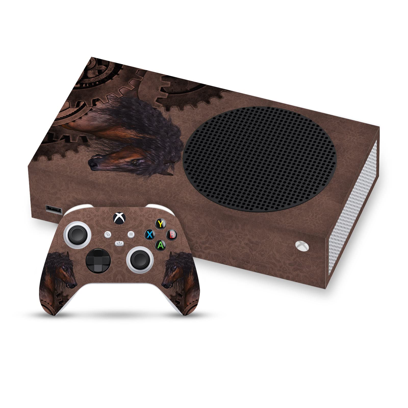 Head Case Designs Officially Licensed Simone Gatterwe Mechanical Gear Steampunk Horse Vinyl Sticker Gaming Skin Decal Cover Compatible with Xbox Series S Console and Controller Bundle