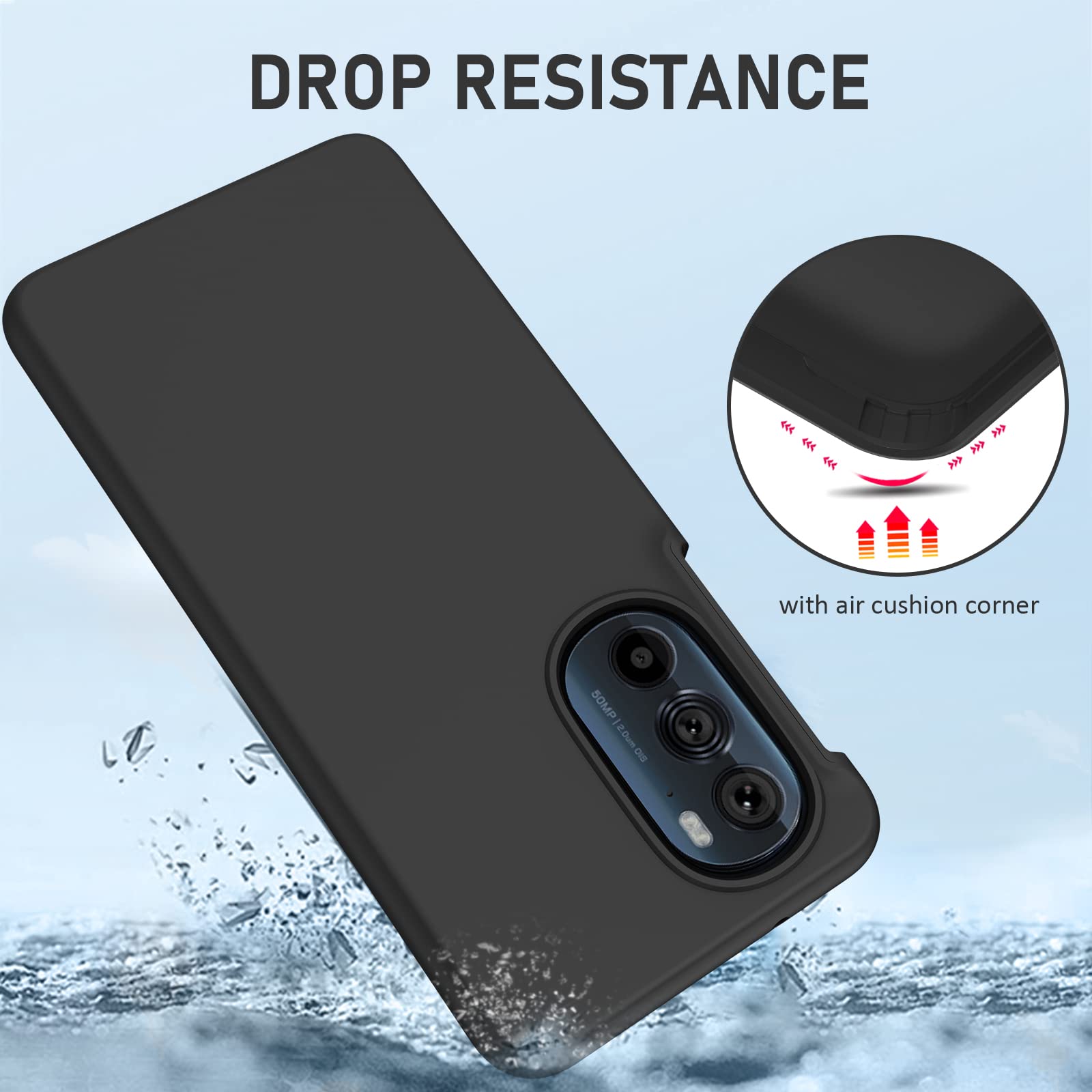 for Motorola Edge Plus 2022 Case: Moto Edge Plus 5G UW 2022 Case - Silicone Shockproof Phone Cover Slim Rugged Full Protection Case - Tough Drop Proof Bumper (Black) ๐๐๐ ๐๐ค๐ง ๐๐๐๐ ๐ฎ๐ฌ๐ฎ๐ญ