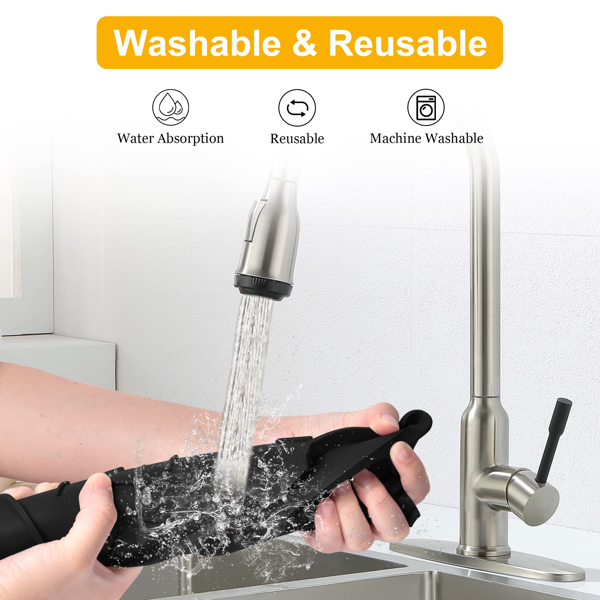 Kitchen Sink Splash Guard, Silicone Faucet Handle Drip Catcher Tray, Kitchen Sponge Holder Faucet Absorbent Sink Protectors Mat for Kitchen Bathroom Sink Accessories 19.7" x 5.6"