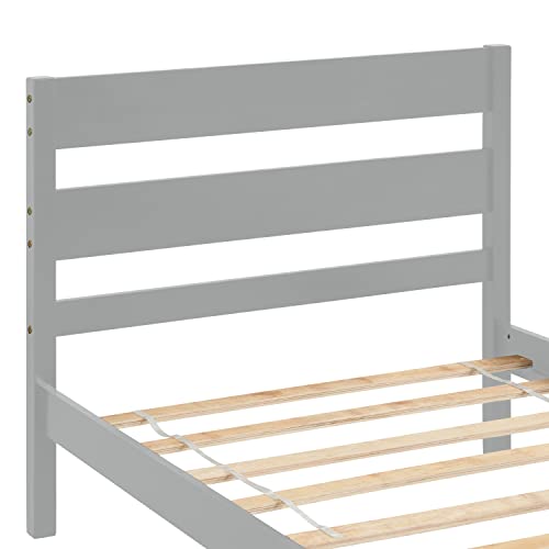 Tensun Twin Bed with Headboard and Footboard,Wooden Bed Frame for Girls Boys,No Box Spring Needed, Easy Assembly,Grey