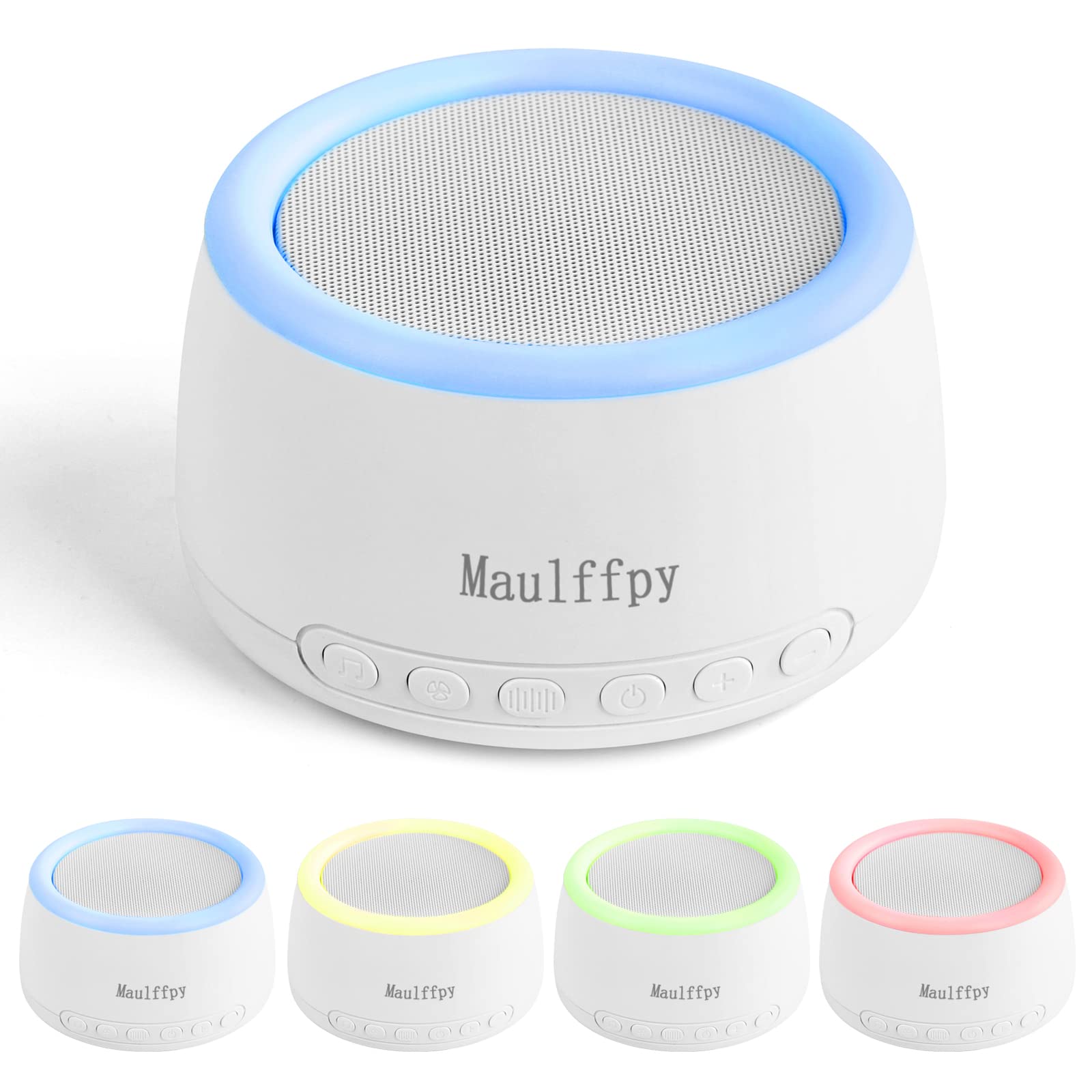Maulffpy Portable White Noise Machine for Sleeping, Bluetooth Rechargeable Sound Machine with Night Light 32 Relaxation Noise for Baby Kids Adults