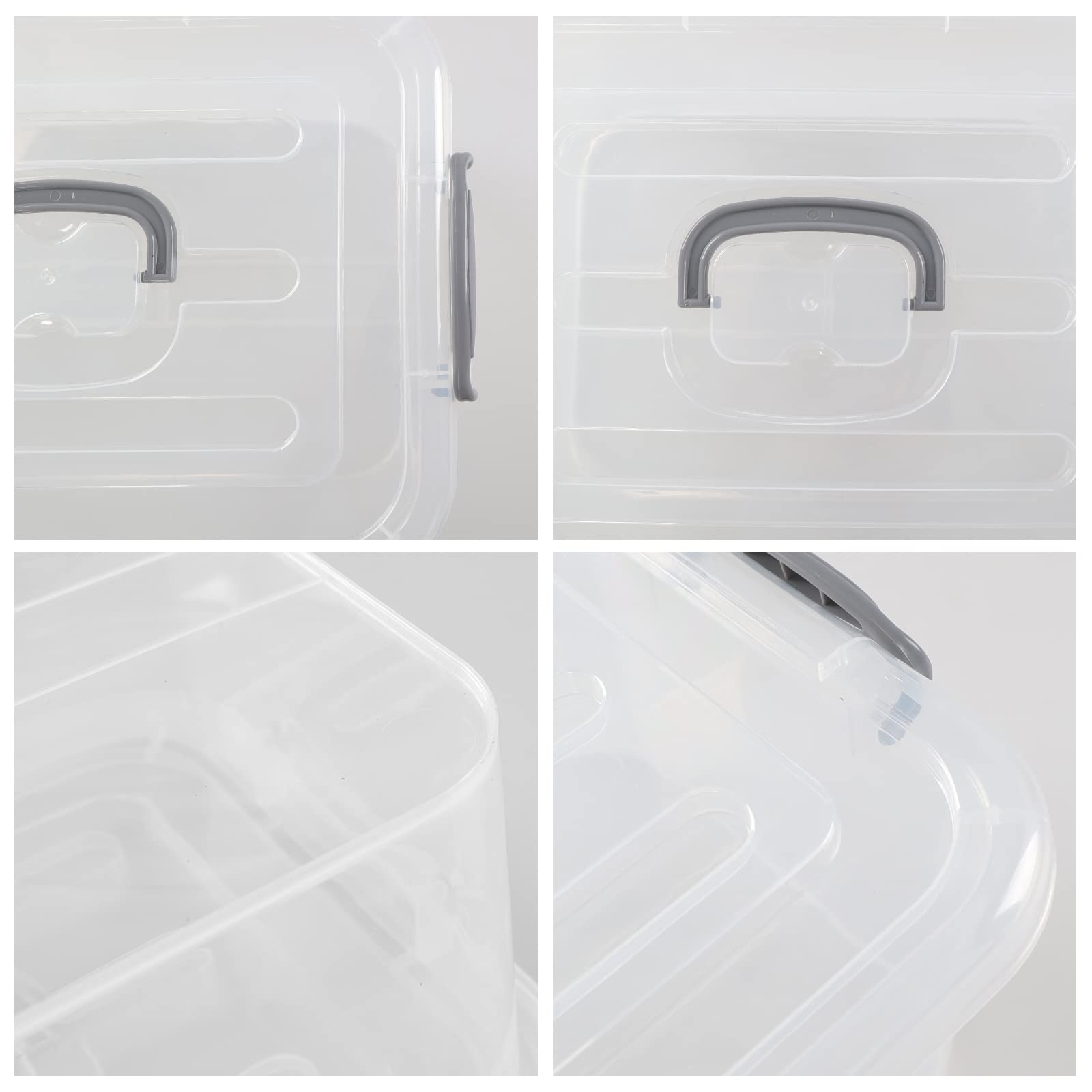 Hespama 2 Packs Small Plastic Storage Bin, 8 Quart Clear Latching Boxes with Lid