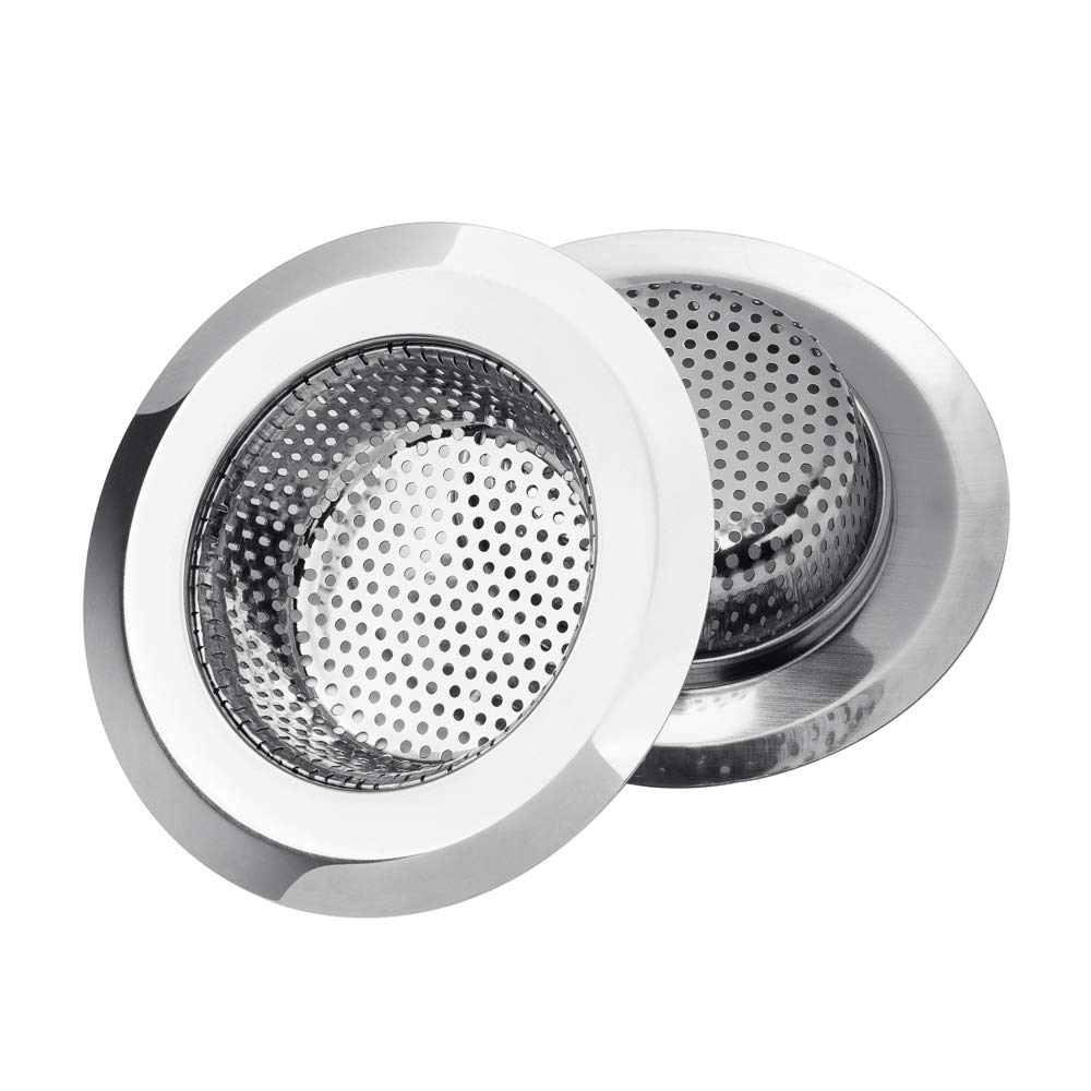 Kitchen Sink Strainer Basket Drain Catcher (2-pack) - 4.5β Diameter, Wide Rim, Premium Stainless Steel Sink Disposal Stopper, Anti-Clogging Micro-Perforation 2mm Holes Basket Drains Sieve - Rust Free