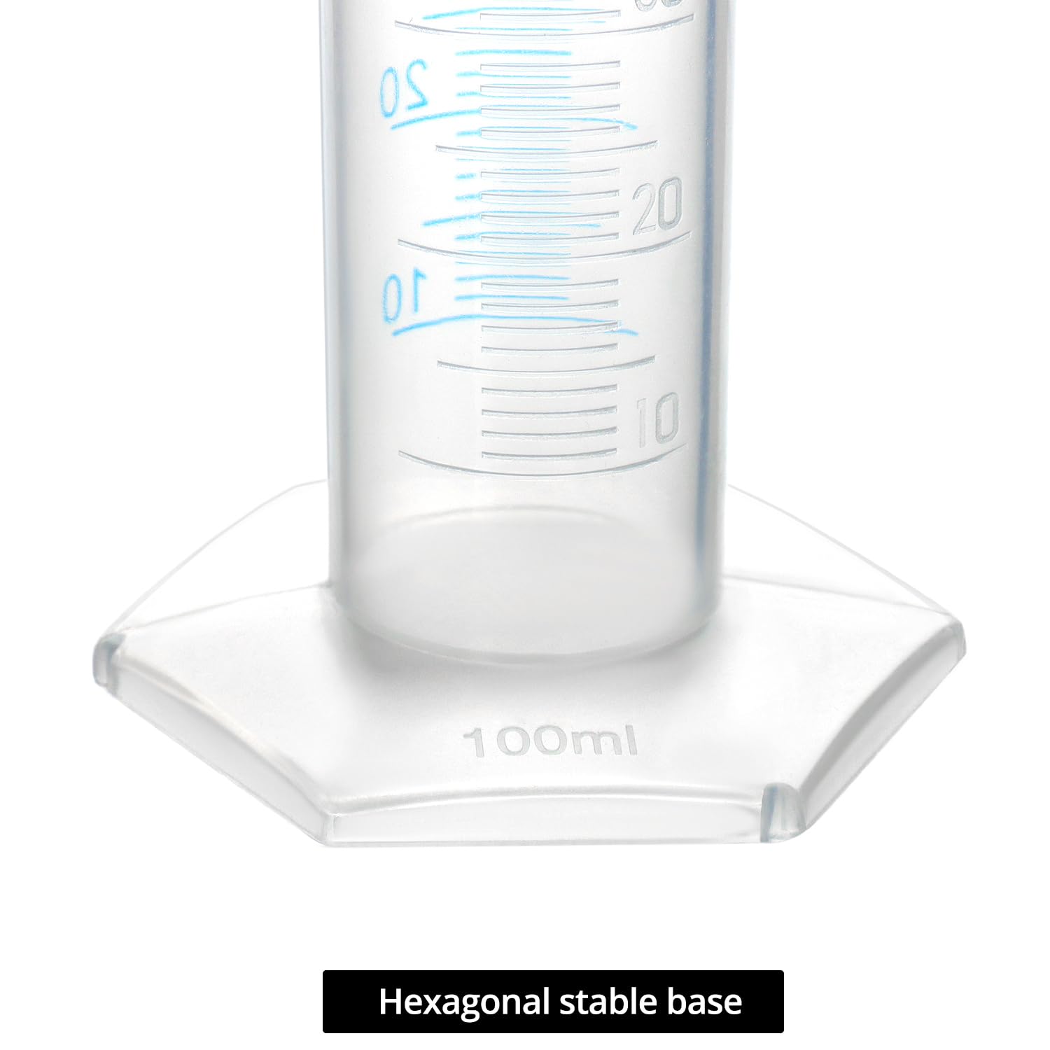 QWORK 100ml Polypropylene Plastic Beakers β Laboratory Test Beakers with Hexagonal Base, 20-Pack Transparent Measuring Cylinder Dual-Sided Measurement Lines, Science Projects & Home Use