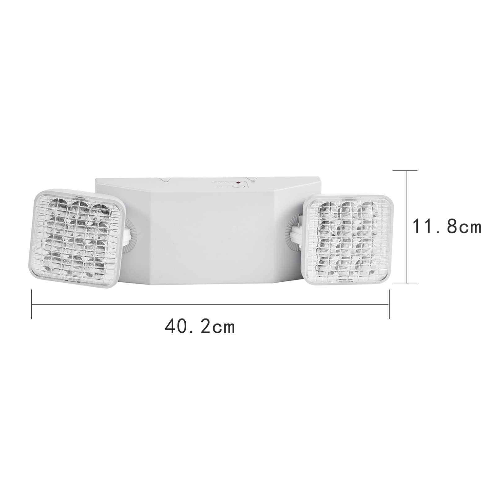MAVARO White LED Emergency Lighting Fixture with 2 LED Heads and Hardwired Adjustable Exit Light Exit Sign for Business/Home with Battery Backup 110-277V, UL Certified, Fire Resistant