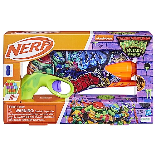 NERF Teenage Mutant Ninja Turtles Blaster, 10 Elite Darts, Toy Foam Blasters for 8 Year Old Boys & Girls & Up