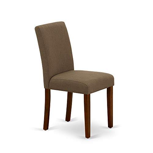 East West Furniture DOAB7-MAH-18 7 Piece Dining Set Consist of a Rectangle Dining Room Table with Butterfly Leaf and 6 Coffee Linen Fabric Upholstered Chairs, 42x78 Inch, Mahogany