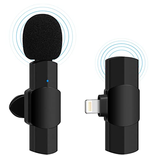 GRTPRTS Wireless Microphone for iPhone iPad, Lavalier Microphone for Video Recording, TikTok Facebook Live Steam, Youtubers, Vloggers, Interview, Clip-on Plug & Play Lapel Mic Auto-sync