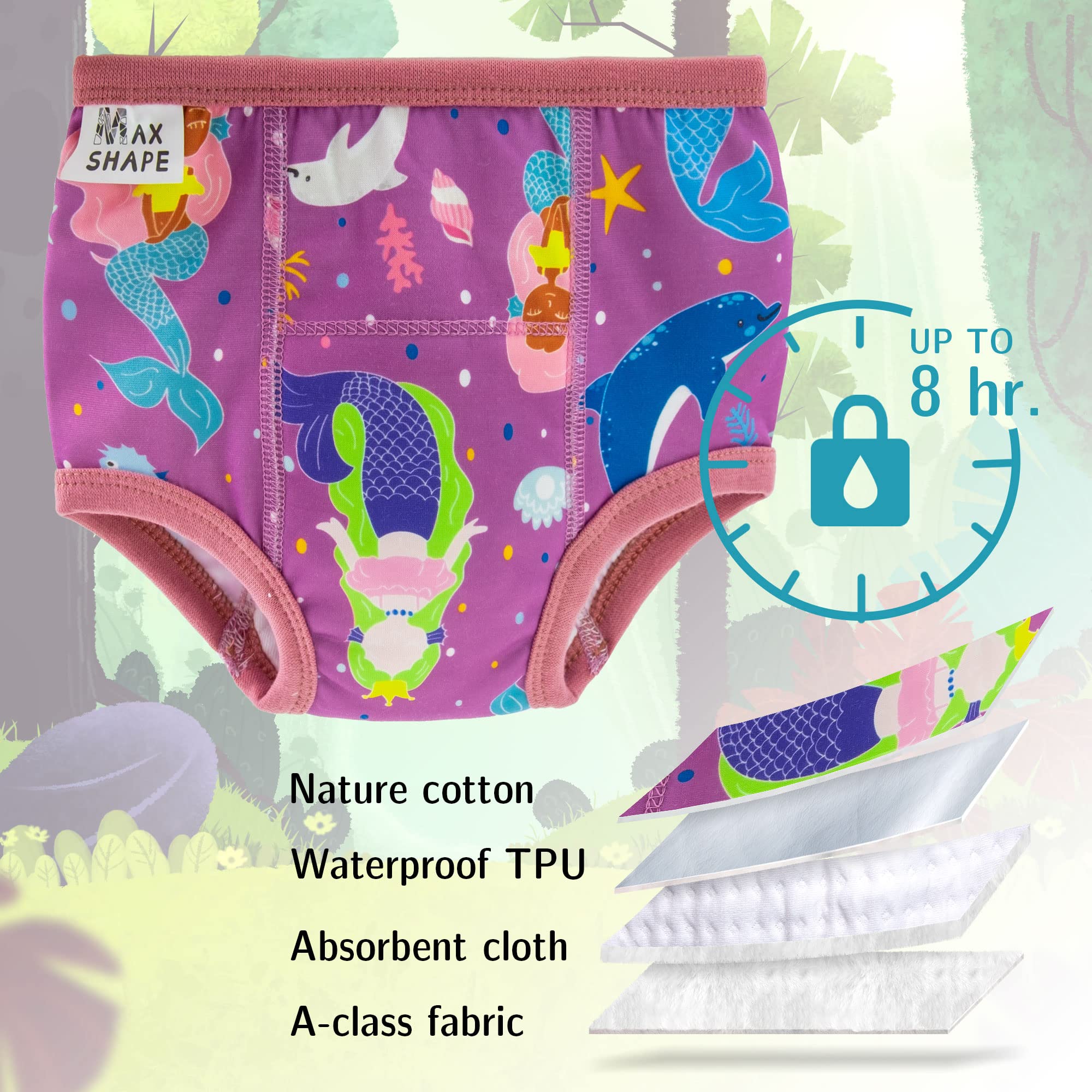 Max Shape 6 Packs of Potty Training Underwear for Girls with Supper Absorbent-Layer,Reusable Baby Toilet Training Pants Pink 6 Years