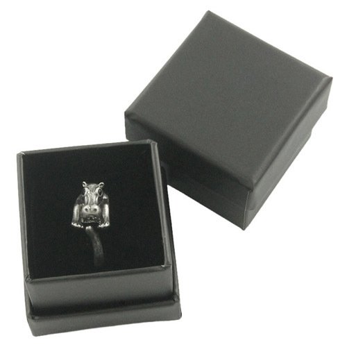 Ellenviva Hippo Animal Wrap Ring White Gold-Plated Shiny Silver Tone- Size 6
