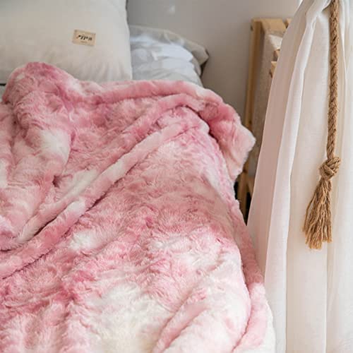 Super Soft Plush Throw Blanket, Tie Dye Cozy Fuzzy Blankets 60x80 inches,Fluffy Sherpa Warm Microfiber Fleece Colorful Throws Blanket for Chair,Couch,Bed Pink Purple