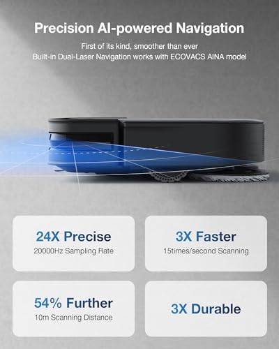 ECOVACS DEEBOT X2 Omni Robot Vacuum and Mop, 8000Pa Suction, 15mm Lift, Omni Station with Hot Water Mop Washing, Self-Emptying, Hot Air Drying, Auto-Refill, Obstacle Avoidance,Black