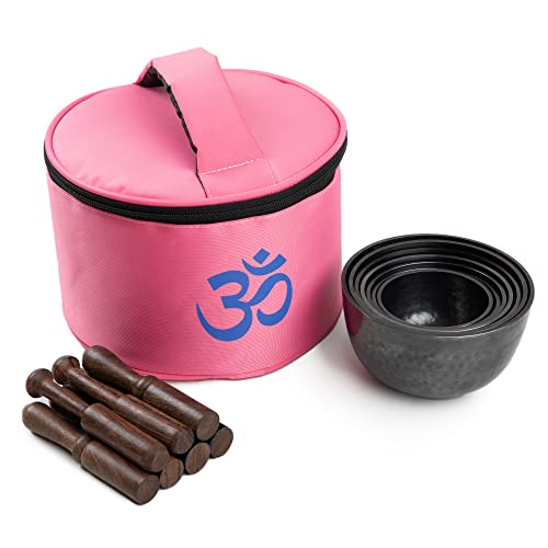 Himalayan Bazaar Tibetan Singing Bowls Set Of 7 Bronze for Meditation Mindfulness with Carry Box