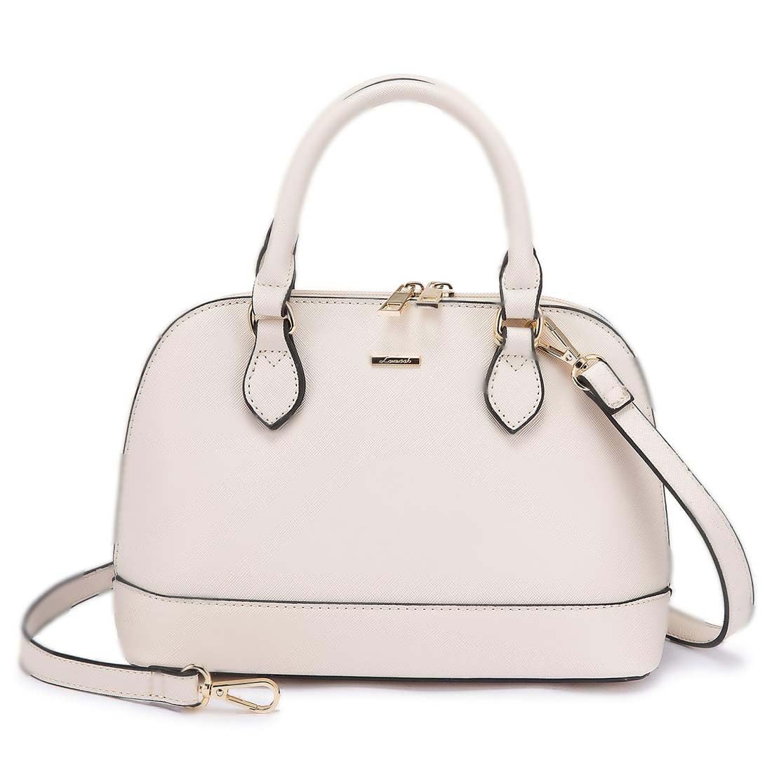 LOVEVOOK White Purse for Women Small Crossbody Bags Dome Satchel Bag Shoulder Purse Quilted-White