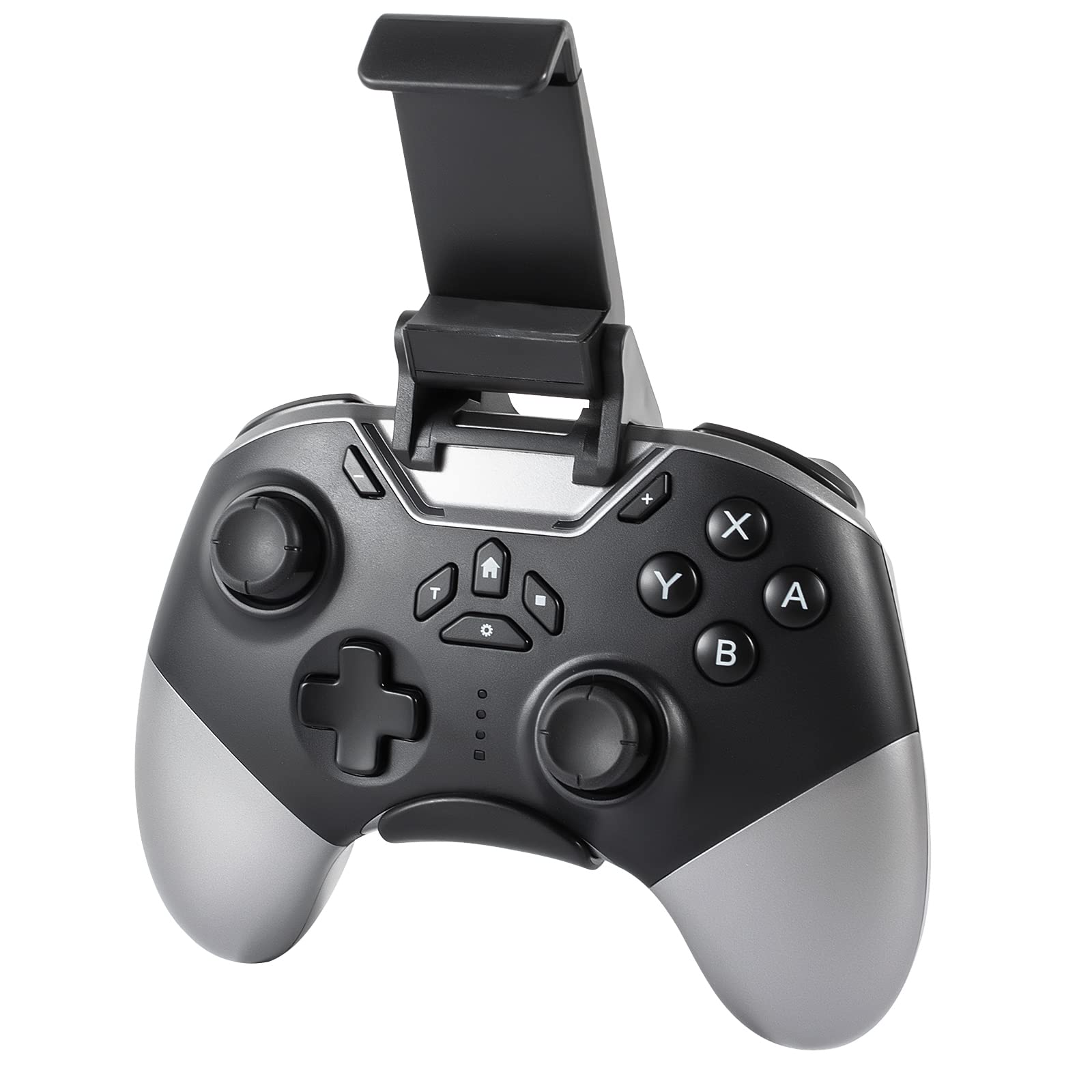 Liyoungy Wireless Game Controller for Windows 8 10 PC/Switch, Bluetooth Controller for iPhone Android, Wake-Up and Vibration Function, with Phone Clip (Black)