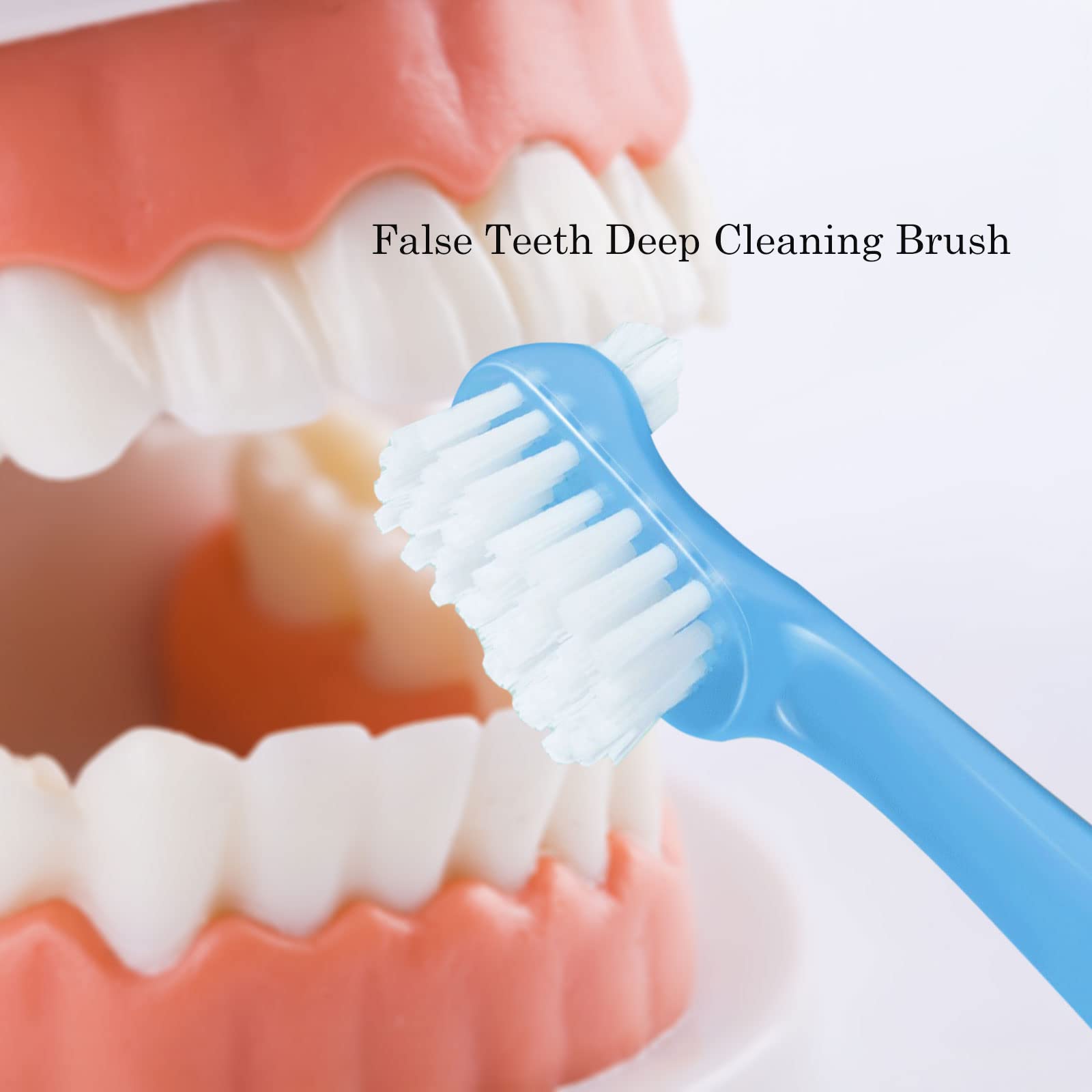 EvaGO 4 Pcs Denture Cleaning Brush with Multi-Layered Bristles and Ergonomic Rubber Handle Portable Denture Brush Double Sided Brush for False Teeth Cleaning(4c)