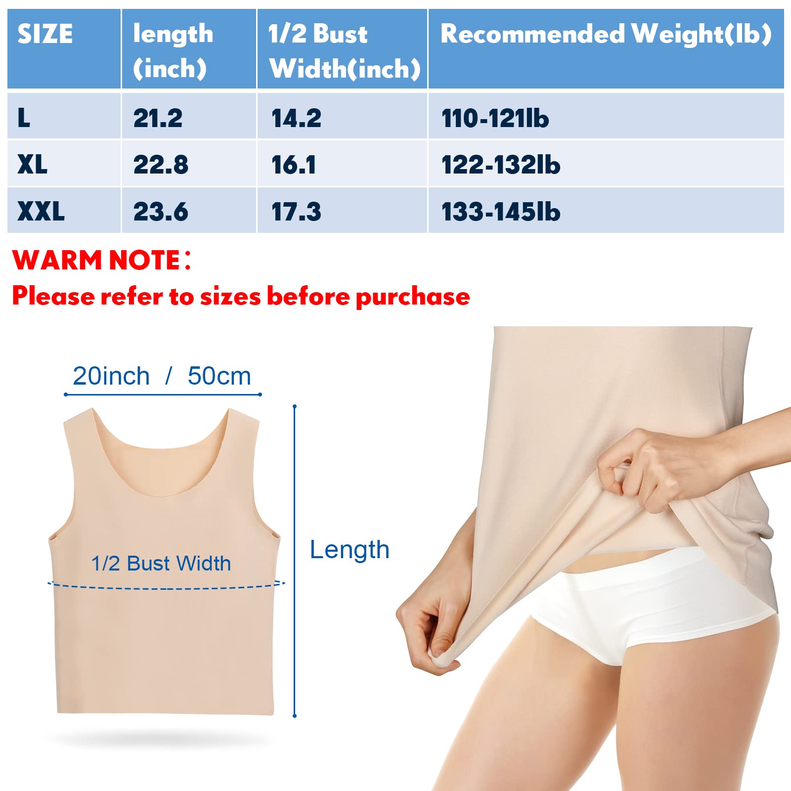 Hicarer 4 Pieces Thermal Tank Top for Women Lined Underwear Scoop Neck Womens Base Layer Sleeveless Under Vest Warm (Large)