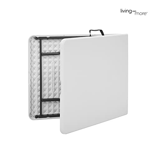 Living and More 6 Foot Fold-in-Half Table with Curve Legs, White