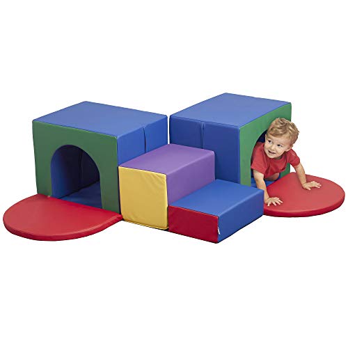 ECR4Kids SoftZone Corner Tunnel Maze, Toddler Playset, Assorted, 7-Piece