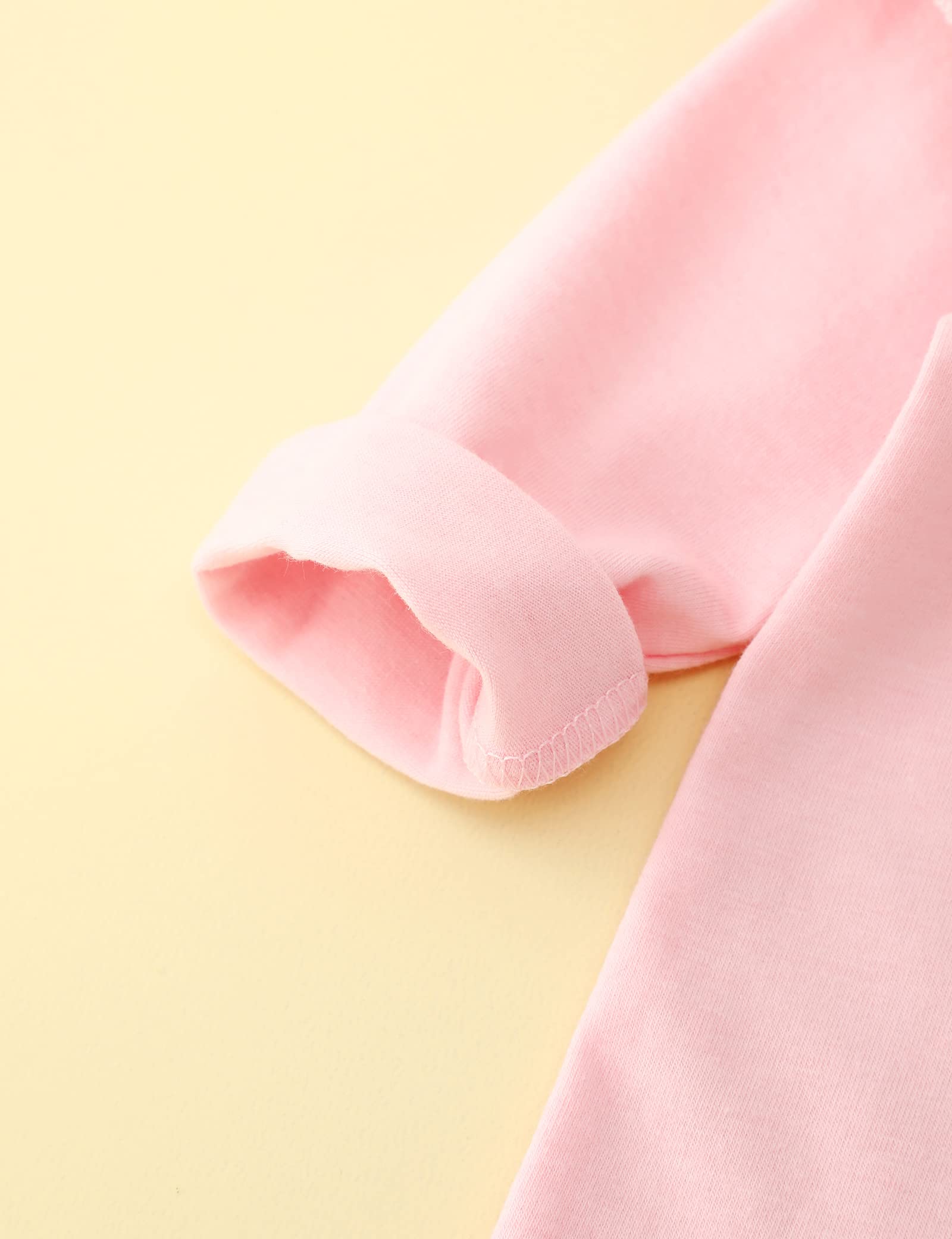 TUEMOS Baby Girl First Easter Outfits Long Sleeve Romper Bunny Suspender Skirt Easter Newborn Clothes Set Flower Pink 3-6 Months
