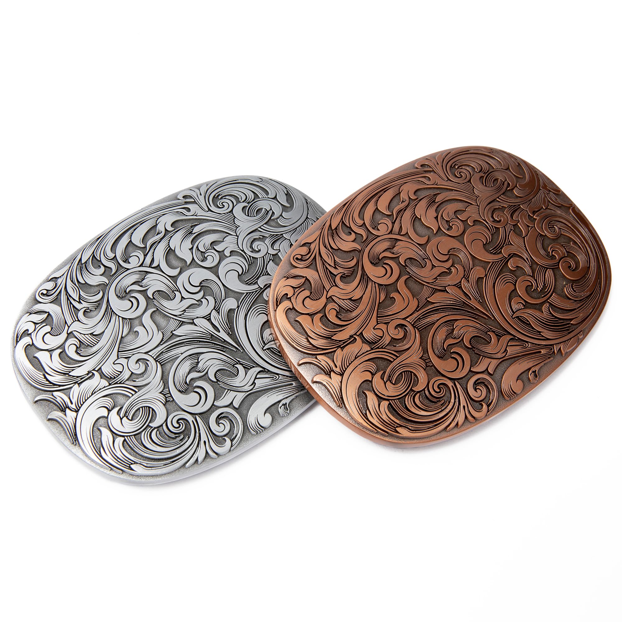 Itera Antique Silver Engraved Floral Belt Buckle - Stylish, Heavy-Duty, Vintage Western Accessory