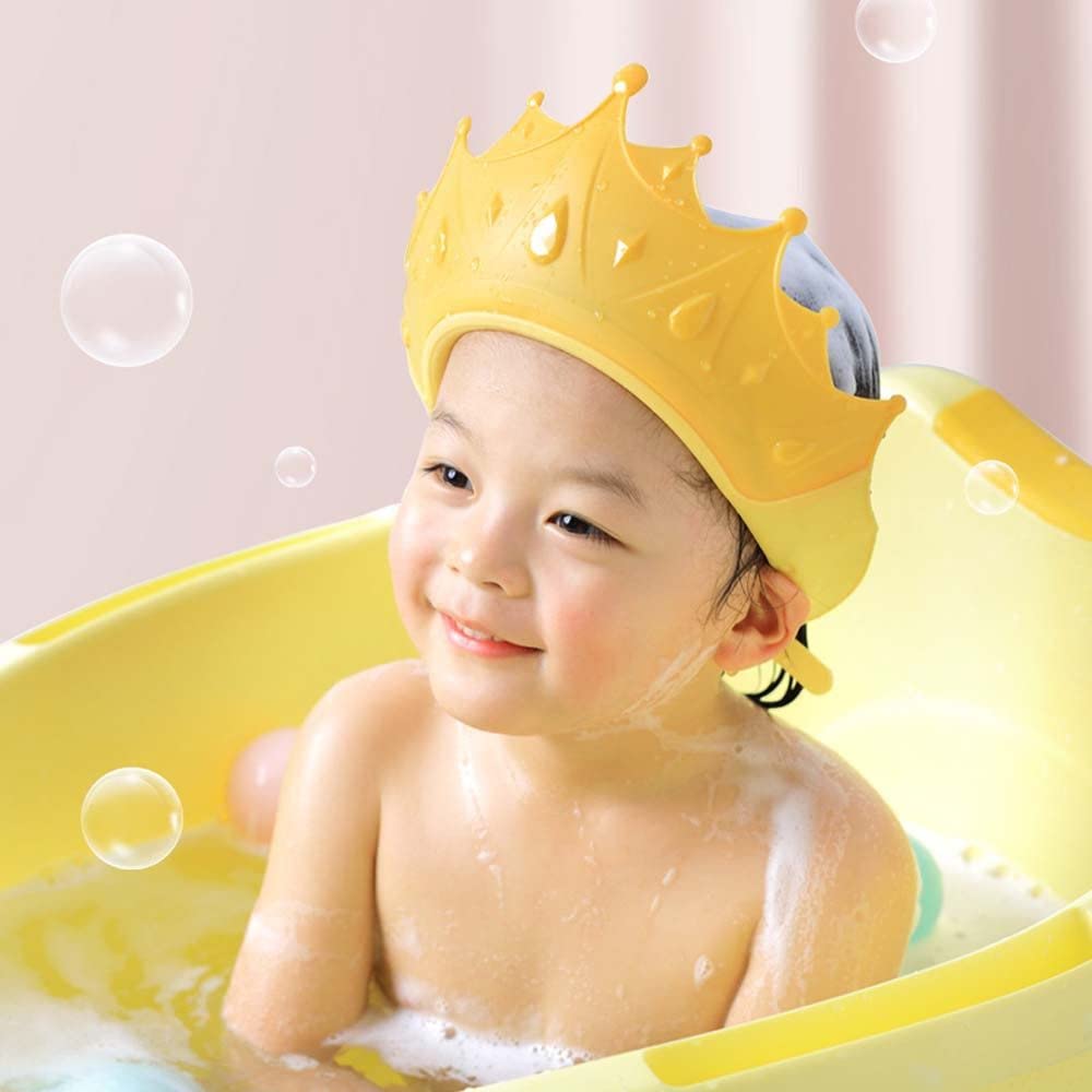 Kids Bath Cap Waterproof Adjustable Hair Washing Shield Hat Children Protect Children Bathing Shower Shampoo Cap(Blue)