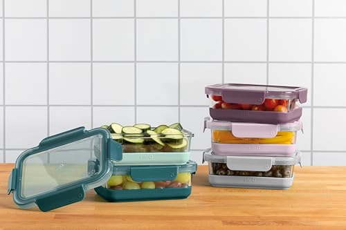 Ello Duraglass 10Pc Glass Meal Prep Container Set with Silicone Boot, Airtight Lids - BPA-Free, Dishwasher Safe