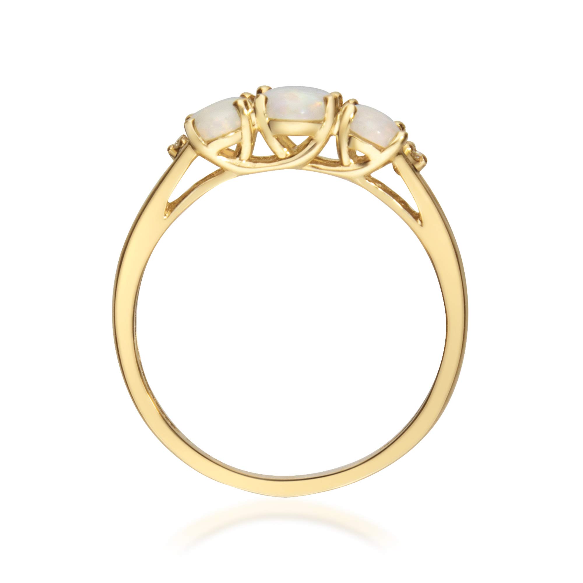 Gin & Grace 10K Yellow Gold Natural Ethiopian Opal Ring with Diamonds for women | Ethically, authentically & organically sourced (Oval) shaped opal hand-crafted jewelry for her | Opal Ring for women