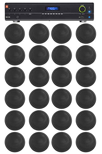 JBL VMA1240 Commercial/Restaurant 240W 70v Bluetooth Mixer/Amplifier, 5 Inputs Bundle with (4) Rockville CCL6T Black 70V 6" Commercial Ceiling Speakers 4 Restaurant/Office