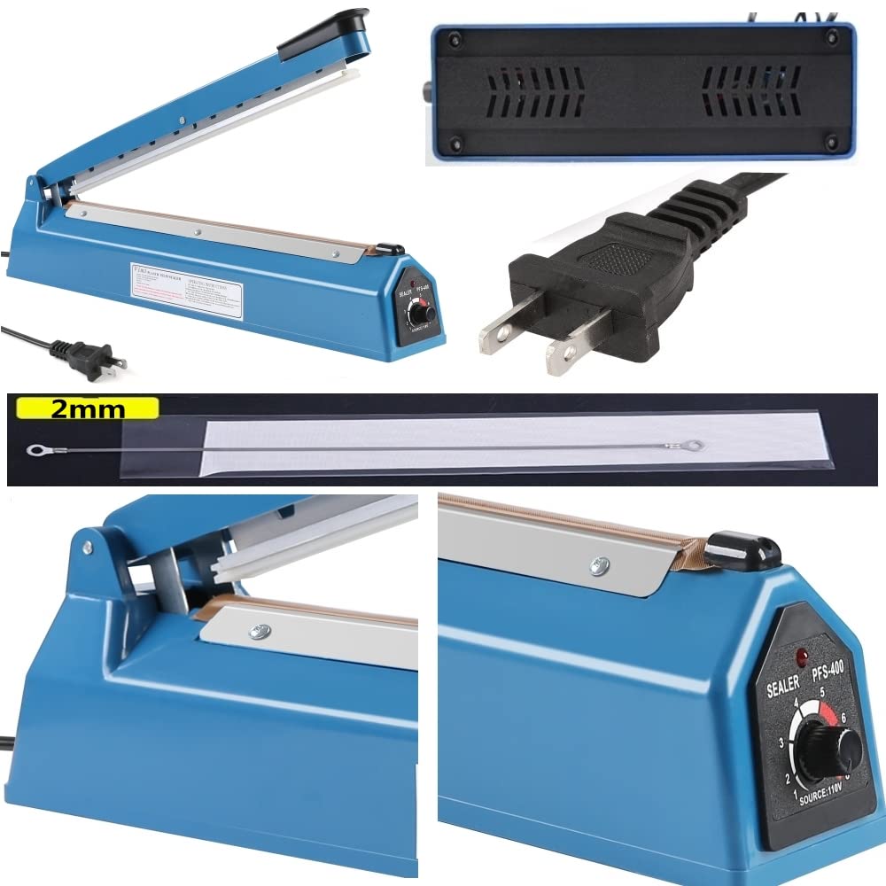Impulse Heat Sealer Manual Bags Heat 8 Inch Impulse Sealing Machine for Plastic Bags PE PP Bags with Extra Replace Element Grip