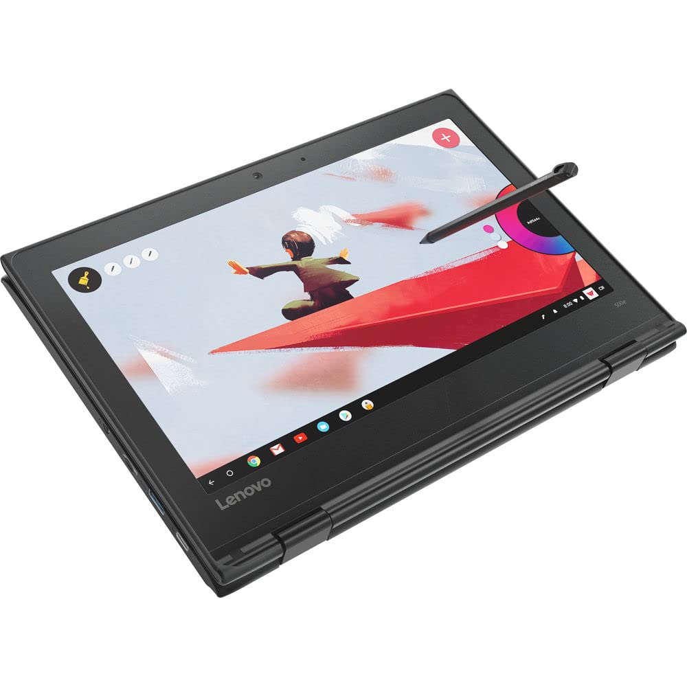 Lenovo Chromebook 500e 2-in-1 Convertible Laptop in Black Intel Quad Core Processor up to 2.2Ghz 64GB eMMC 8GB 11.6in IPS Touchscreen BT Dual Webcam Pen (500e-Renewed)