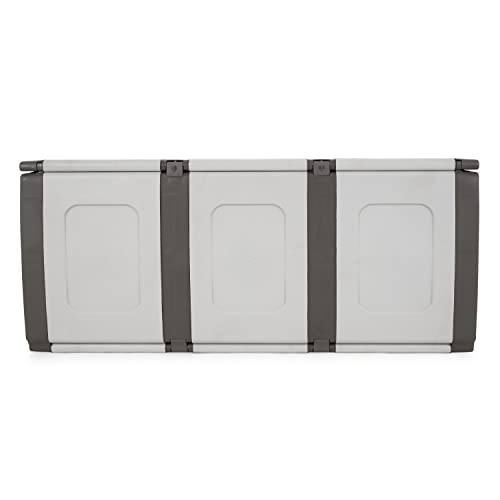 Homeplast Bold Indoor Outdoor Plastic Storage Trunk Resin Deck Box for Storing Pillows, Patio Cushions, and Firewood, 79 Gallon Capacity, Gray/Anthracite