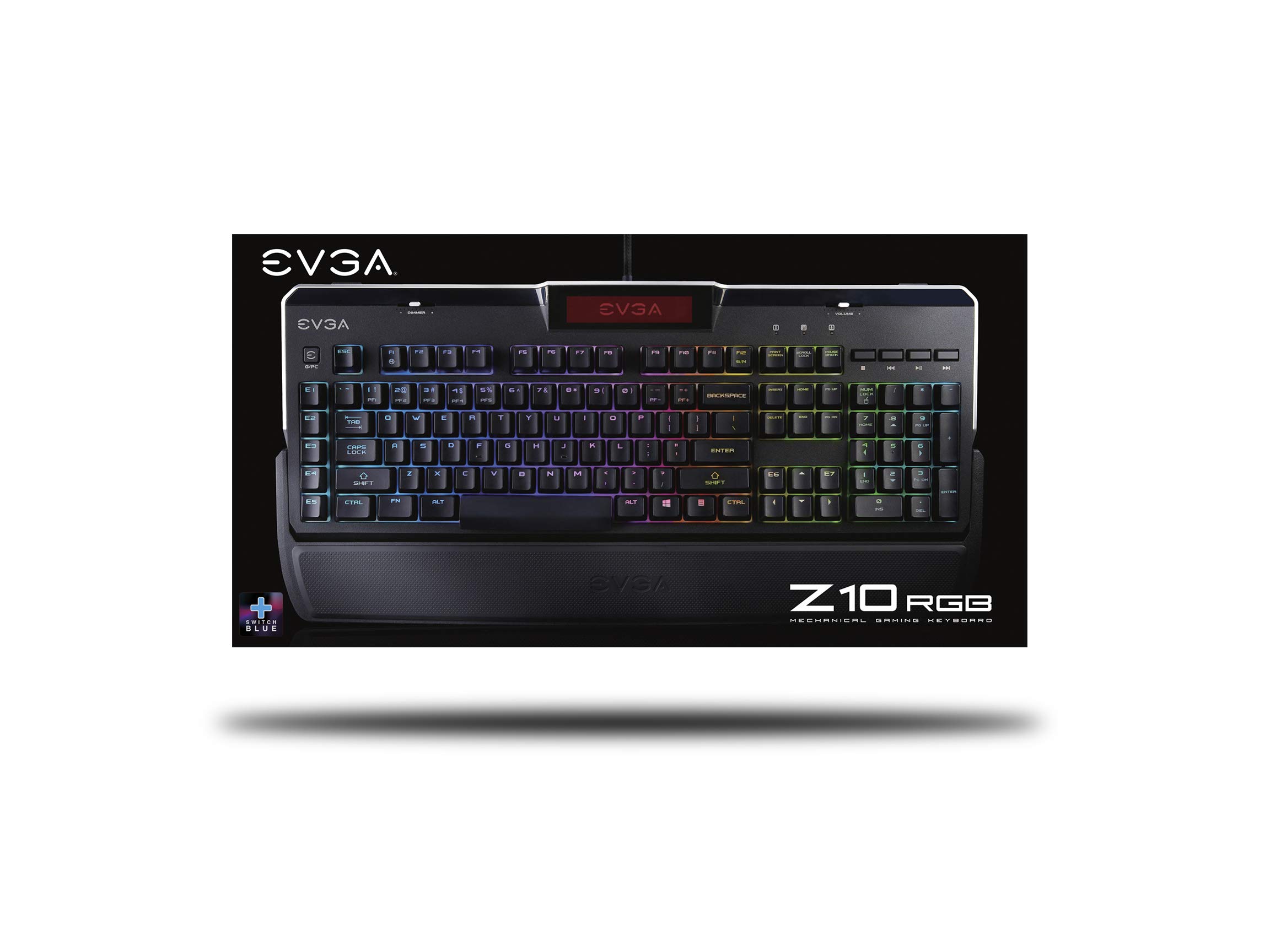 EVGA Z10 RGB Gaming Keyboard, RGB Backlit LED, Mechanical Blue Switches, Onboard LCD Display, Macro Gaming Keys