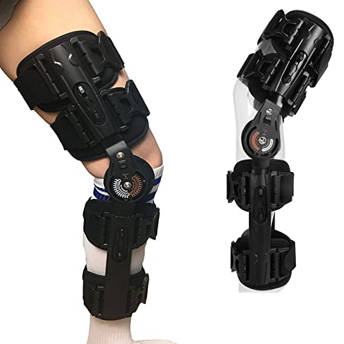 Hinged Knee Brace, Knee Support Stabilizer Breathable Aluminum Alloy 120 Degree Bending Angle for Leg Injuries