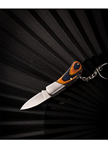 Luvbestaken 2PCS Small Pocket Knife, Mini Keychain Knife, EDC Stainless Steel Knife, Colorful Wood Handle Folding Knife, Blade length 1.5 inch, with Aluminum Gift Box 1
