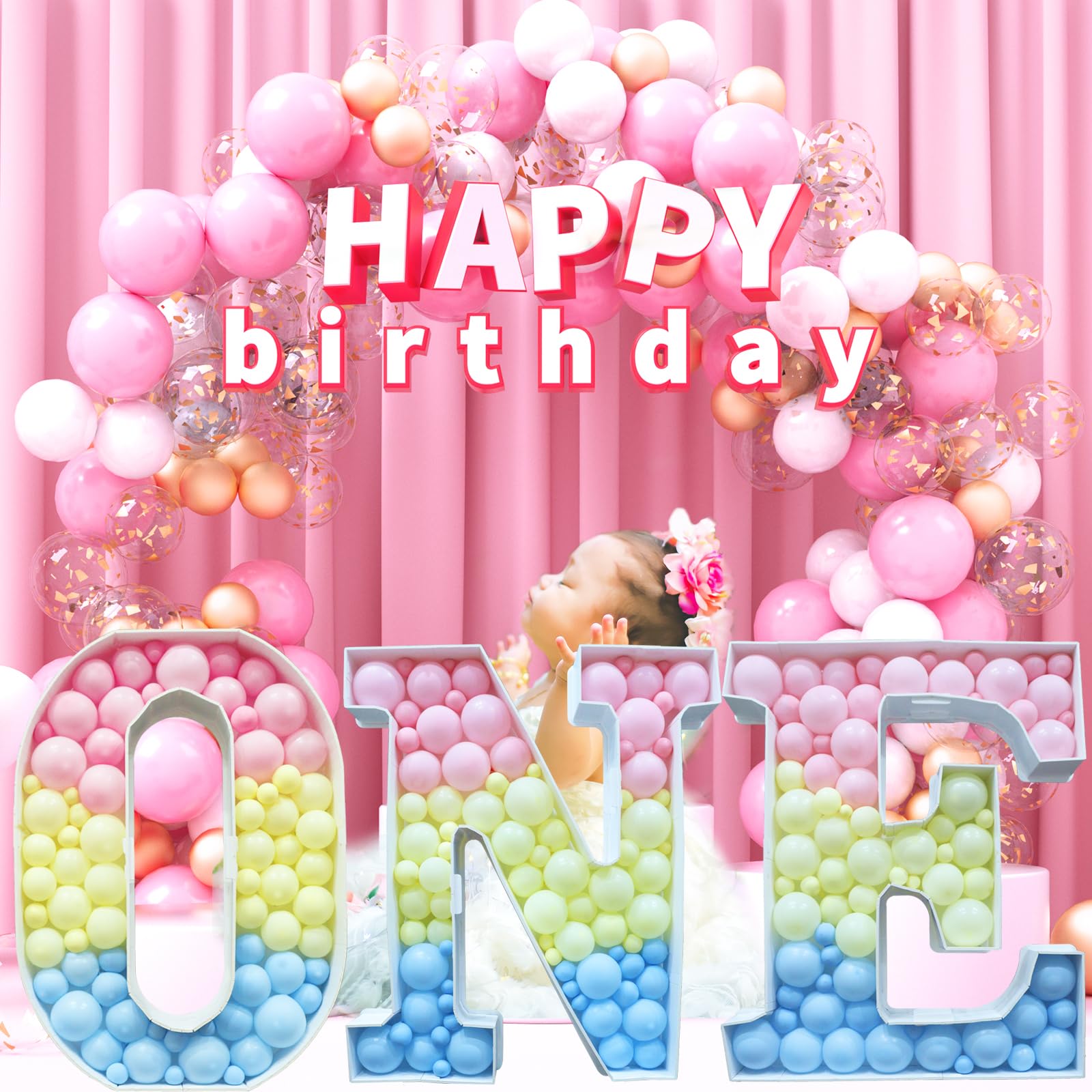 Elnsivo Mosaic Letters for Balloons, 3FT Marquee Letters Balloon Frame, Large Marquee Light Up Letter Pre-Cut Foam Board for Birthday Wedding Party Decoration - Letter E