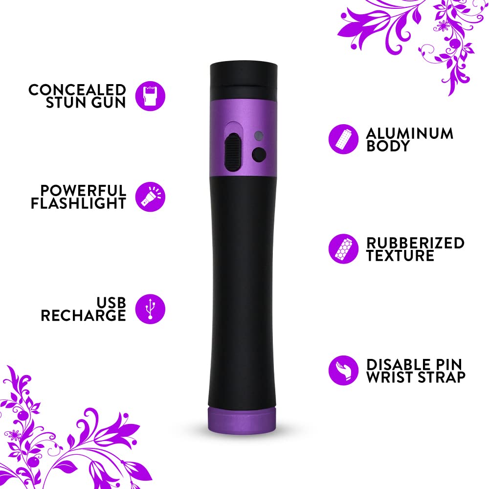 Guard Dog T-10000 Stun Gun Flashlight, Rechargeable with Safety Pin, Car Charger Included, Wrist Strap