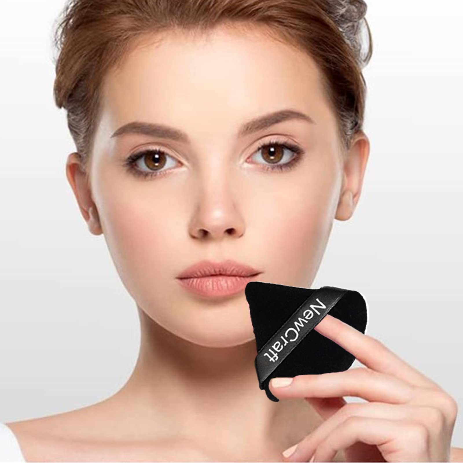 NewCraft 6 Pieces Powder Puffs Set for Face Makeup, Triangle Puff Soft Velour Loose Powder Mineral with Delicate Ribbon, Cosmetic Setting Puff Cute Beauty Make Up Tool
