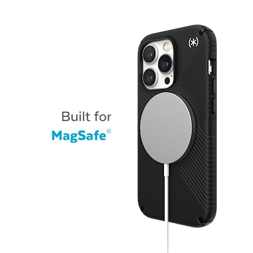 Speck iPhone 14 Pro Max Case - Drop Protection, Scratch Resistant, Dual Layer Slim Phone Case for 6.7 Inch iPhones 14 Pro Max - Built for MagSafe - Presidio2 Grip - Black/Black/White