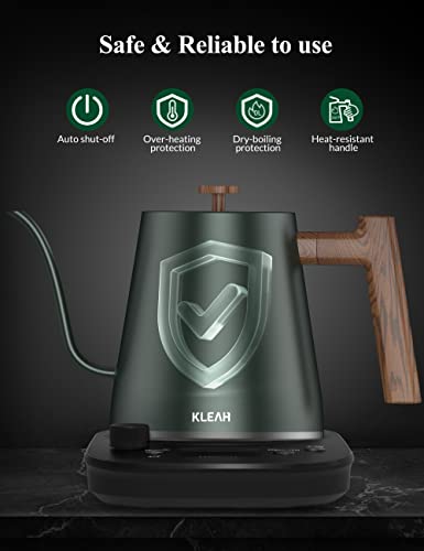 KLEAH Electric Kettle Gooseneck with Temperature Control Stainless Steel Automatic Shut Off Coffee Kettle Hot Water Boiler Pour Over Tea Kettle 1200 Watt Quick Heating Keep Warm, 0.8L for Gift