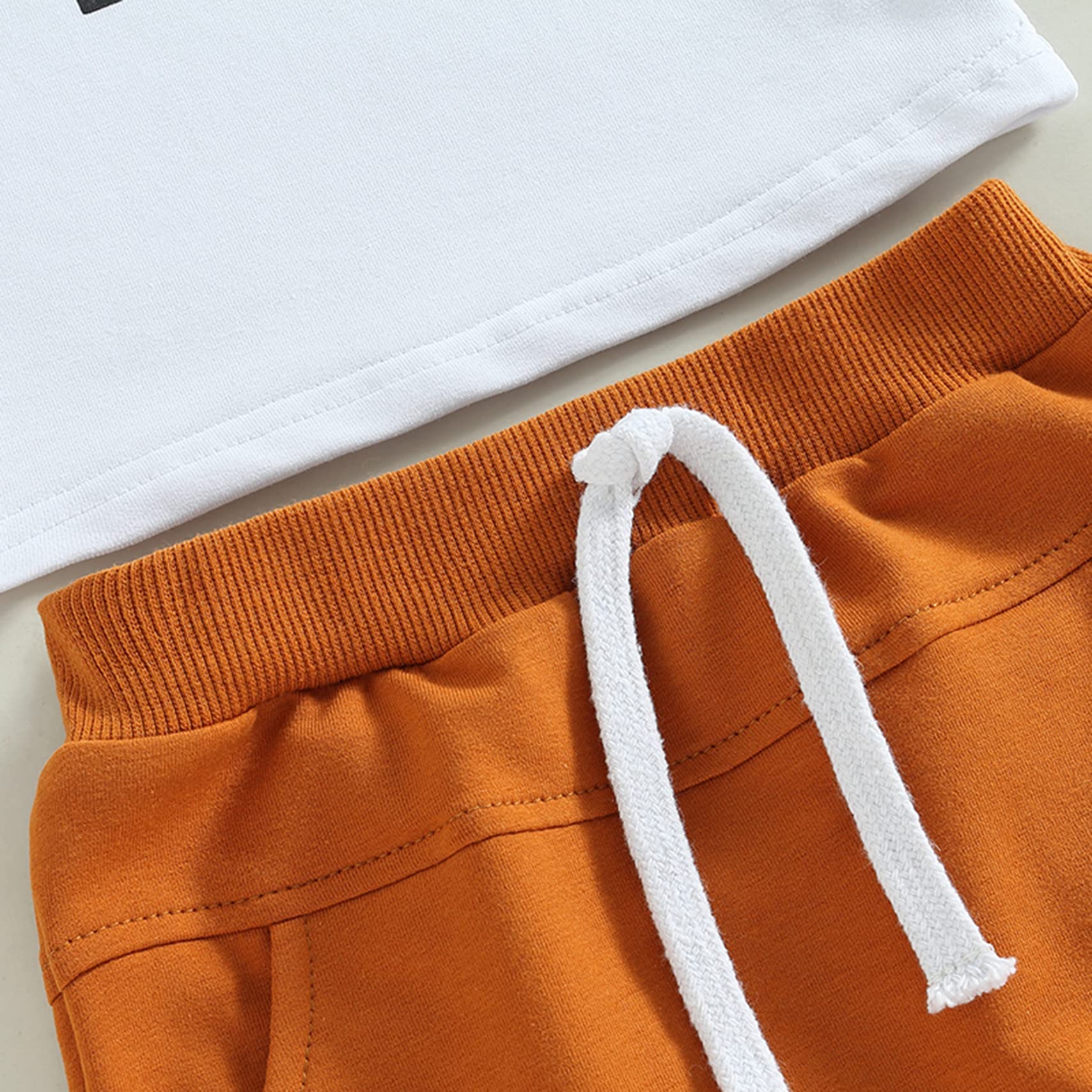 LIN&BABAY Infant Toddler Baby Boy Clothes Letter Print Short Sleeve T-Shirt Tops Solid Shorts Set 2 Pcs Summer Outfits (White A, 0-6 Months)