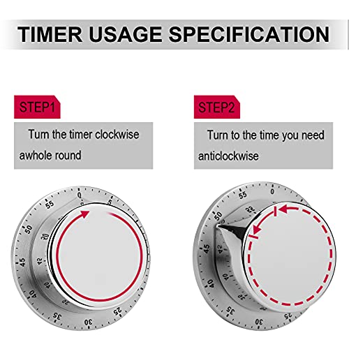 Kitchen Timer Rooster Retro Classroom Timer Stainless Steel Countdown Timer with Magnetic Backing