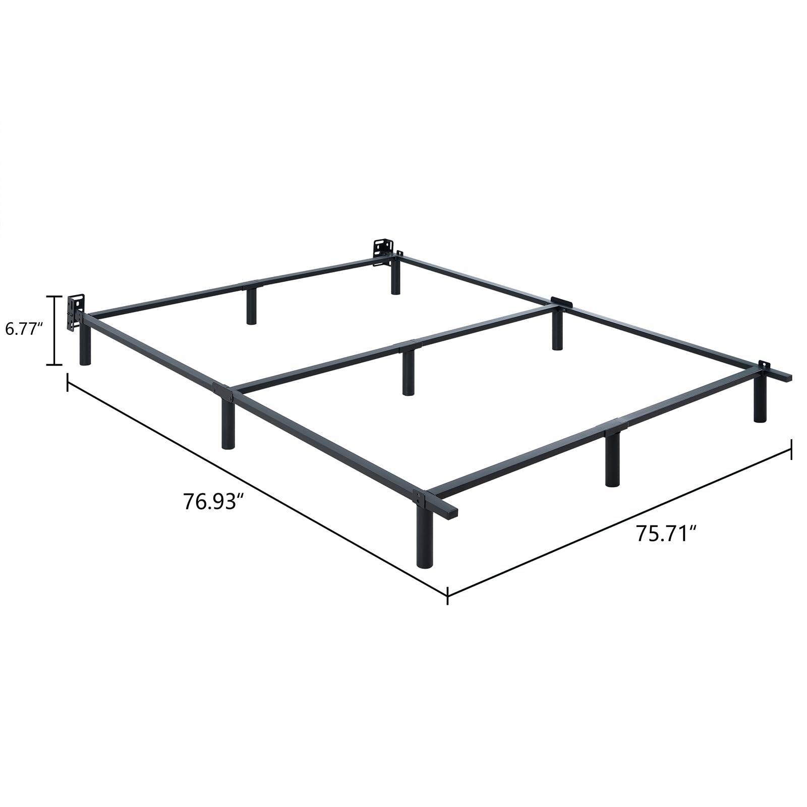 NELGUTA Basics Metal Bed Frame, 7 Inch Support for Box Spring and Mattress Set, Black, King