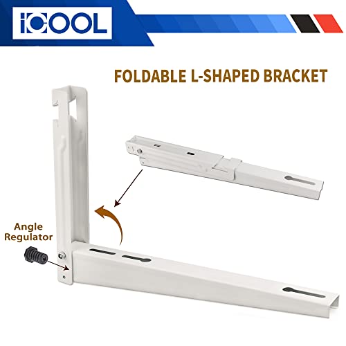 ICOOL Mini Split Wall Mounting Bracket for 9000-36000 BTU Universal Ductless Air Conditioners, Heat Pumps, Compressors & HVAC Systems, Outdoor Heavy Duty Foldable Wall Mount Condenser Bracket